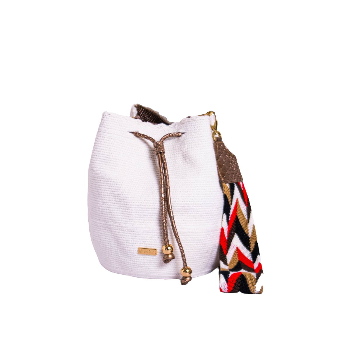 Dora - Handwoven Handbag - White, Orange, Brown Pattern | Paoti