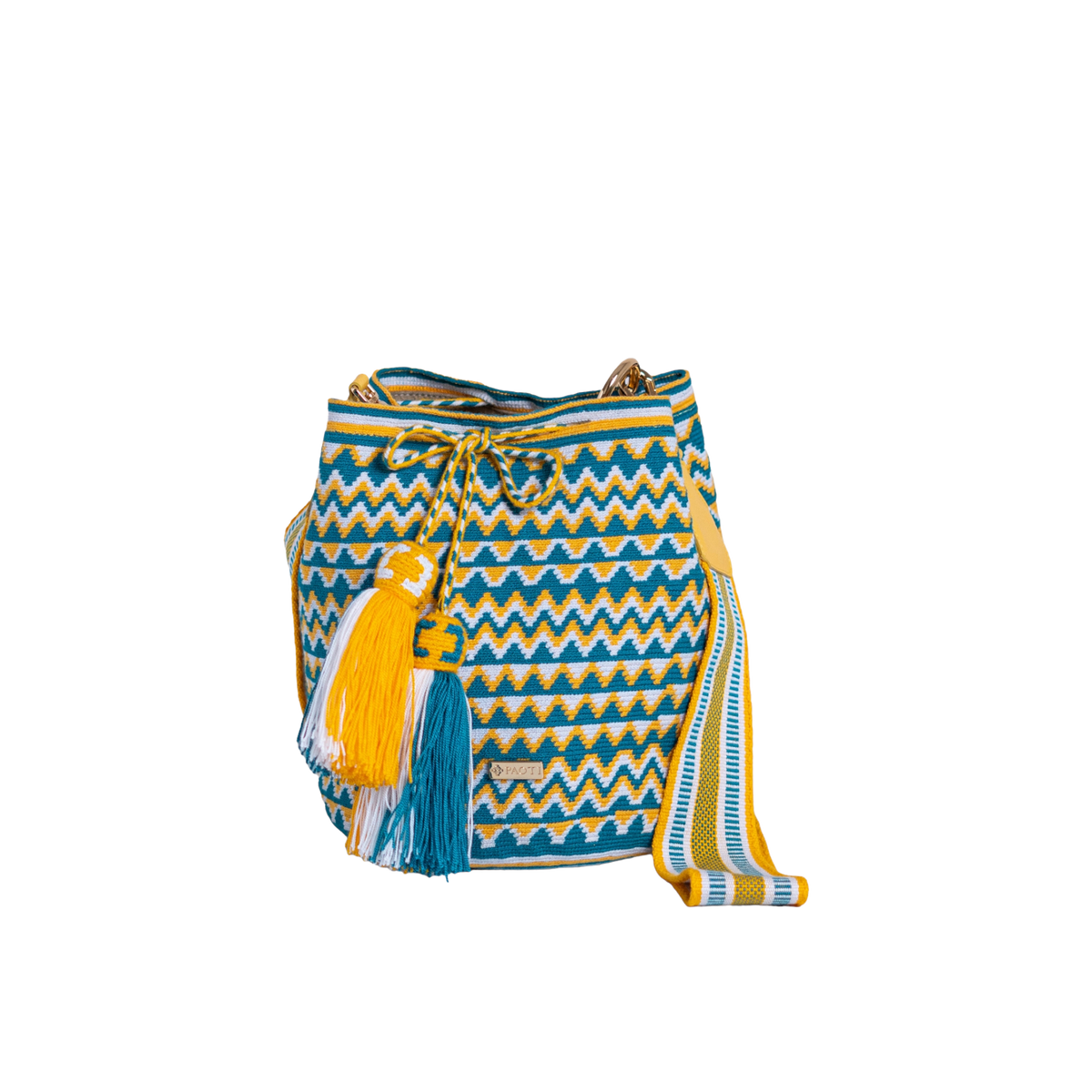 Mavis - Handwoven Handbag - Yellow, Green, White Pattern | Paoti